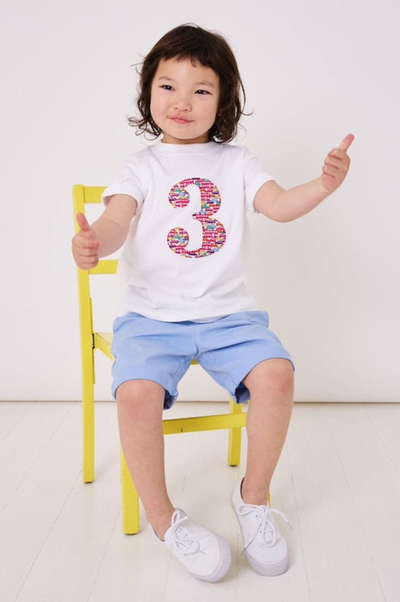 Number White T-Shirt in Hop On Hop Off Red Liberty Print – Magnificent ...